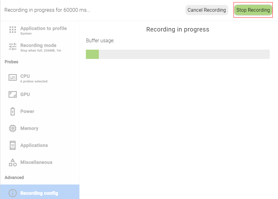Starting Recording Recording Traces Getting Started Graphics Profiler Instructions Graphics