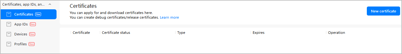Requesting a Debug Certificate-Managing Certificates and Fingerprints ...