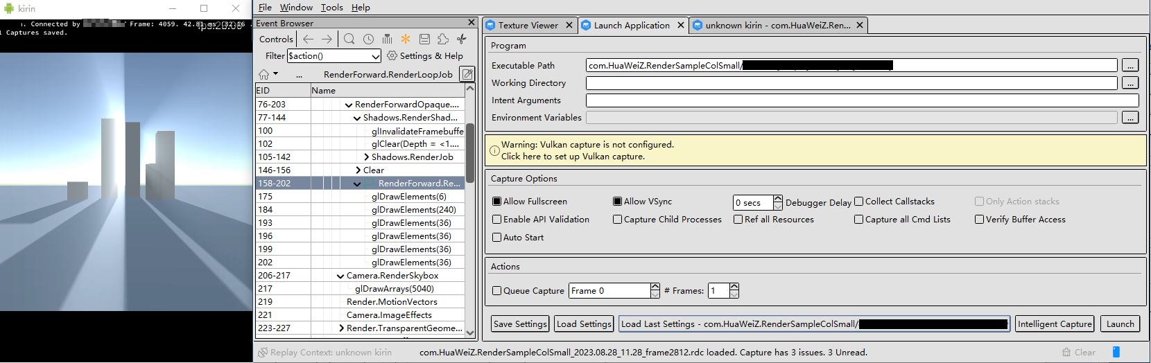 Frame Profiler Main View-UI Elements-Frame Profiler Usage-Graphics Profiler Instructions ...