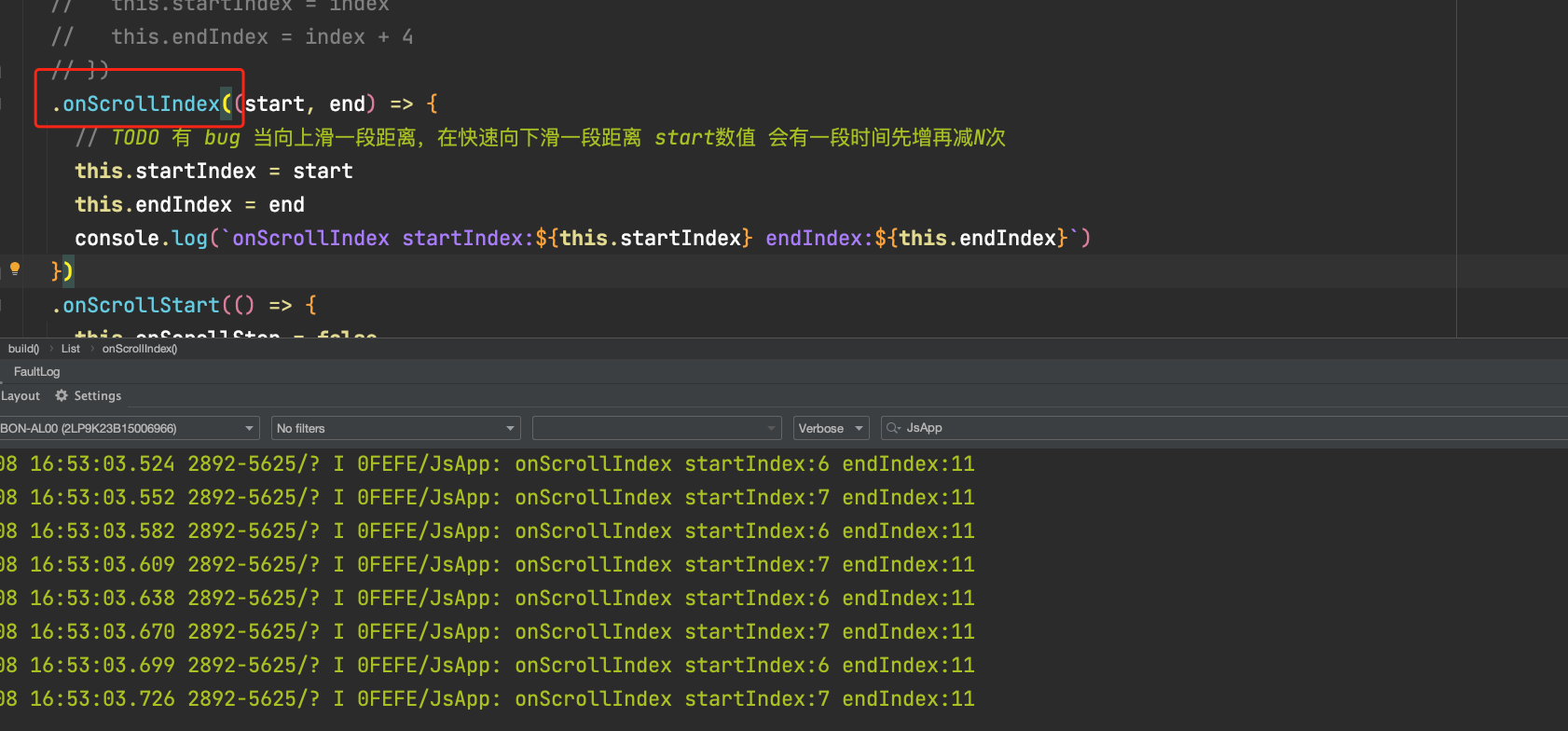 List列表滑动 onScrollIndex监听 -华为开发者问答 | 华为开发者联盟