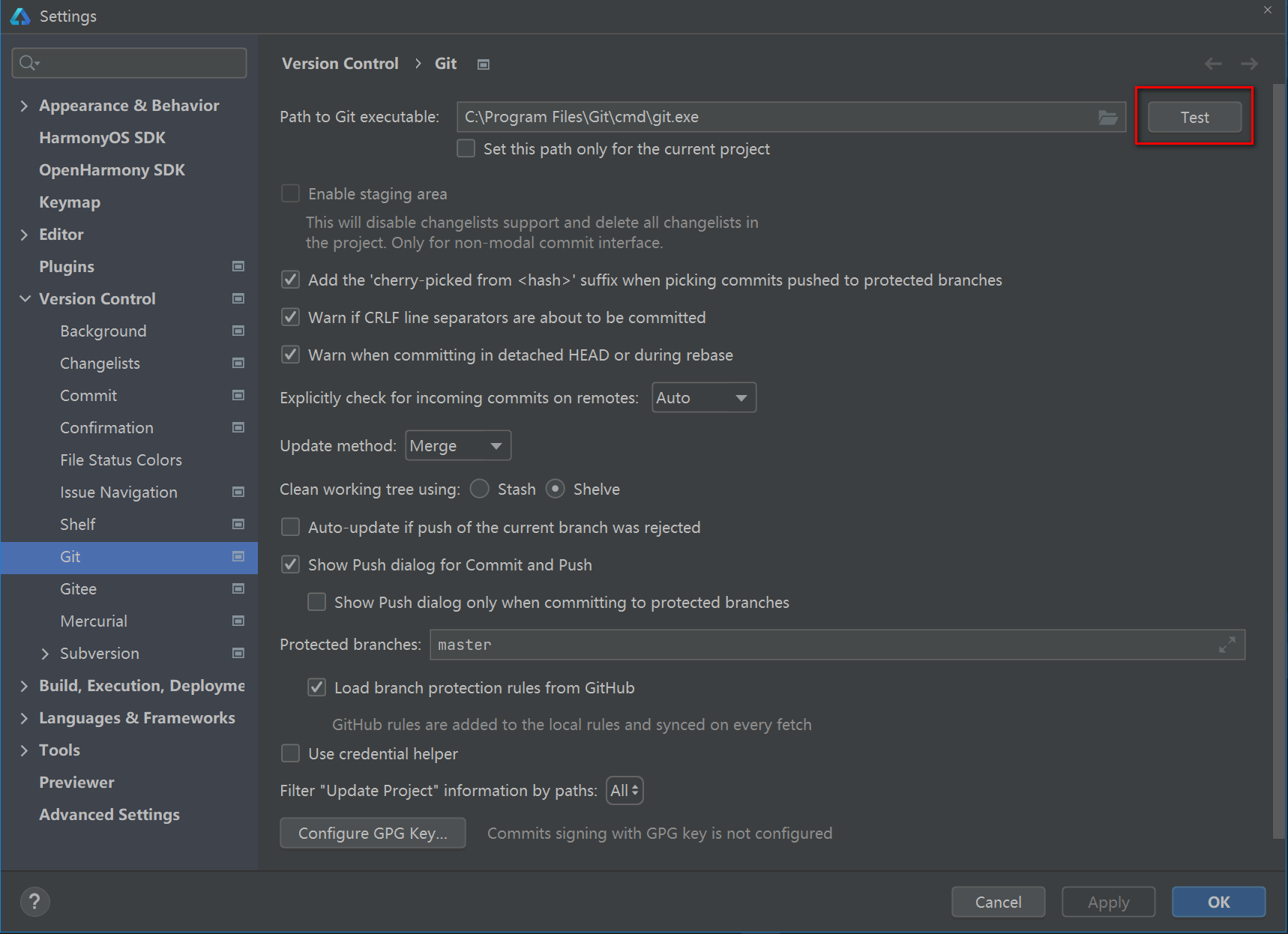 DevEco Studio报错‘Git is not installed Cannot identify version of git executable: no response’-华为 ...