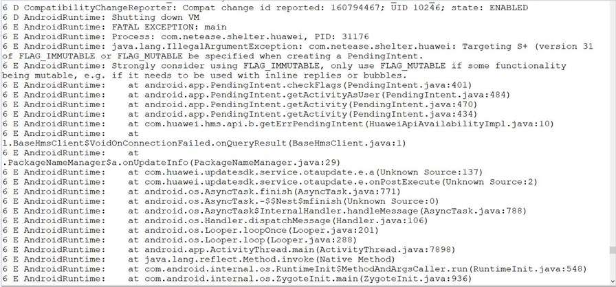 集成5.x版本的华为游戏服务sdk运行报错：Targeting S+ Version 31 of FLAG_IMMUTABLE or FLAG_MUTABLE be specified ...