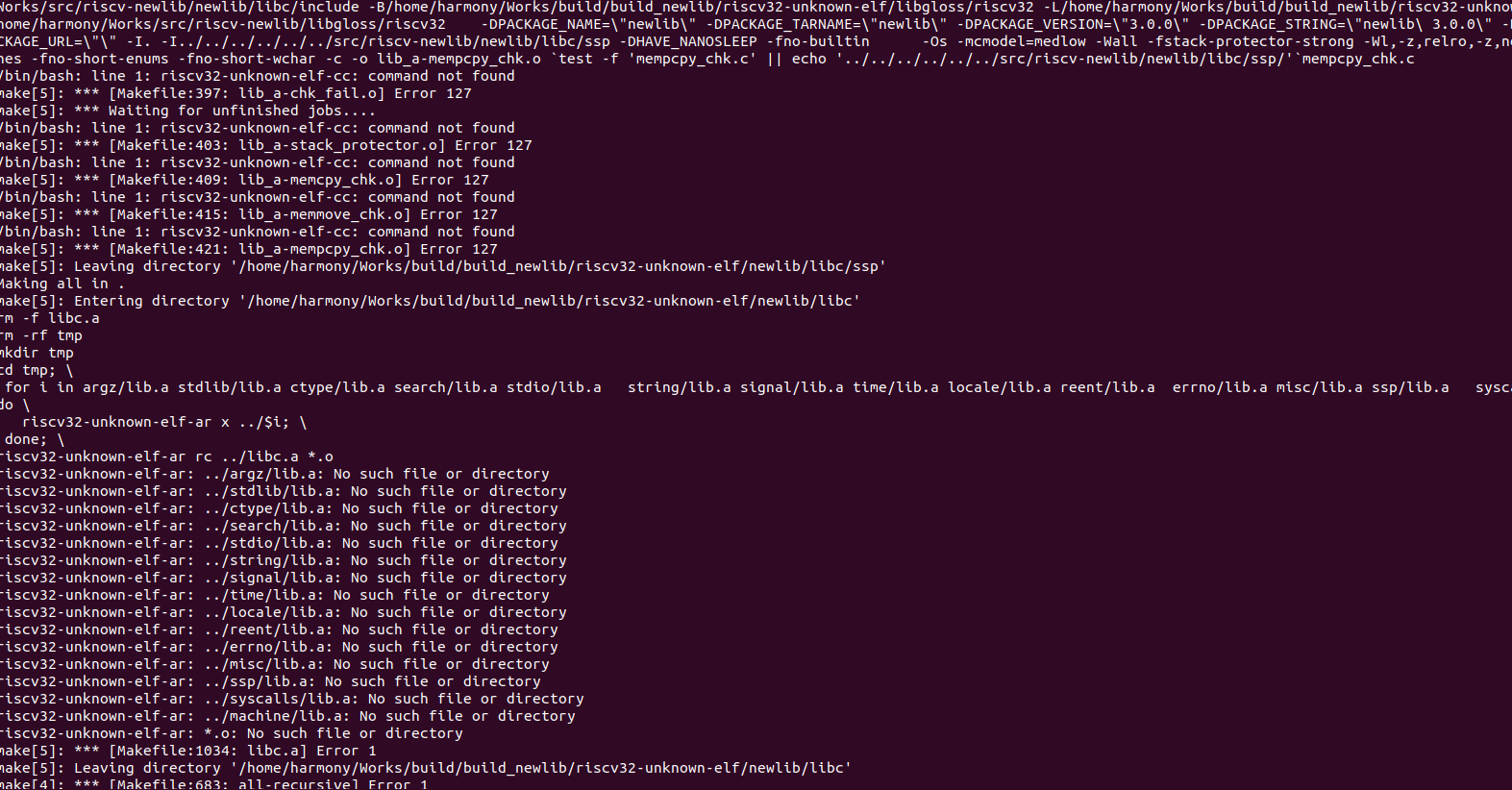 按文档源码编译生成gcc_riscv32工具链过程中编译newlib时出现找不到riscv32-unknown-elf-cc的错误-华为开发者问答 | 华为开发者联盟