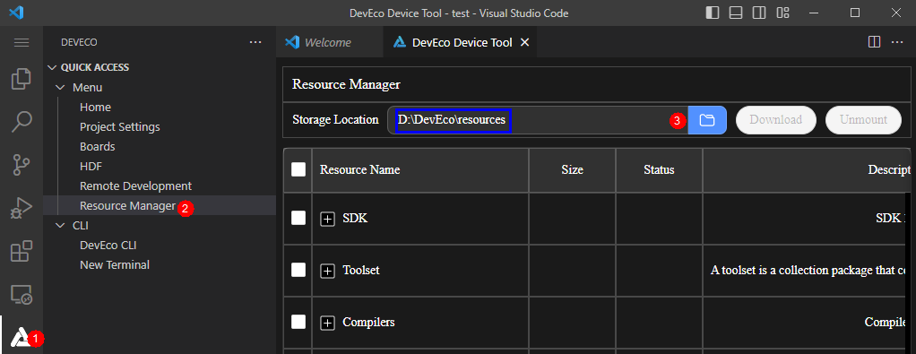 DevEco Device Tool通过Resource Manager或者Tool Chain下载DevTools_Hi3861V100工具 ...