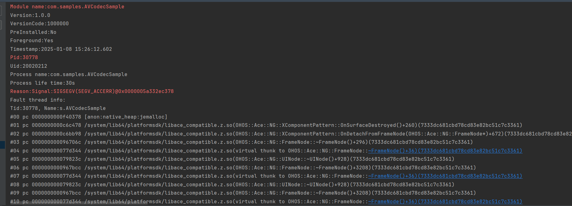 官方示例AVCodecVideo多次进入index界面后XComponent组件无法正常Destroyed-华为开发者问答 | 华为开发者联盟