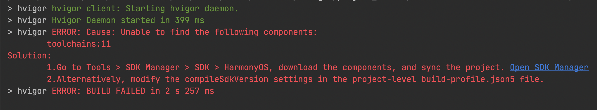 鸿蒙flutter编译报错，Unable to find the following components: toolchains:10-华为开发者问答 | 华为开发者联盟