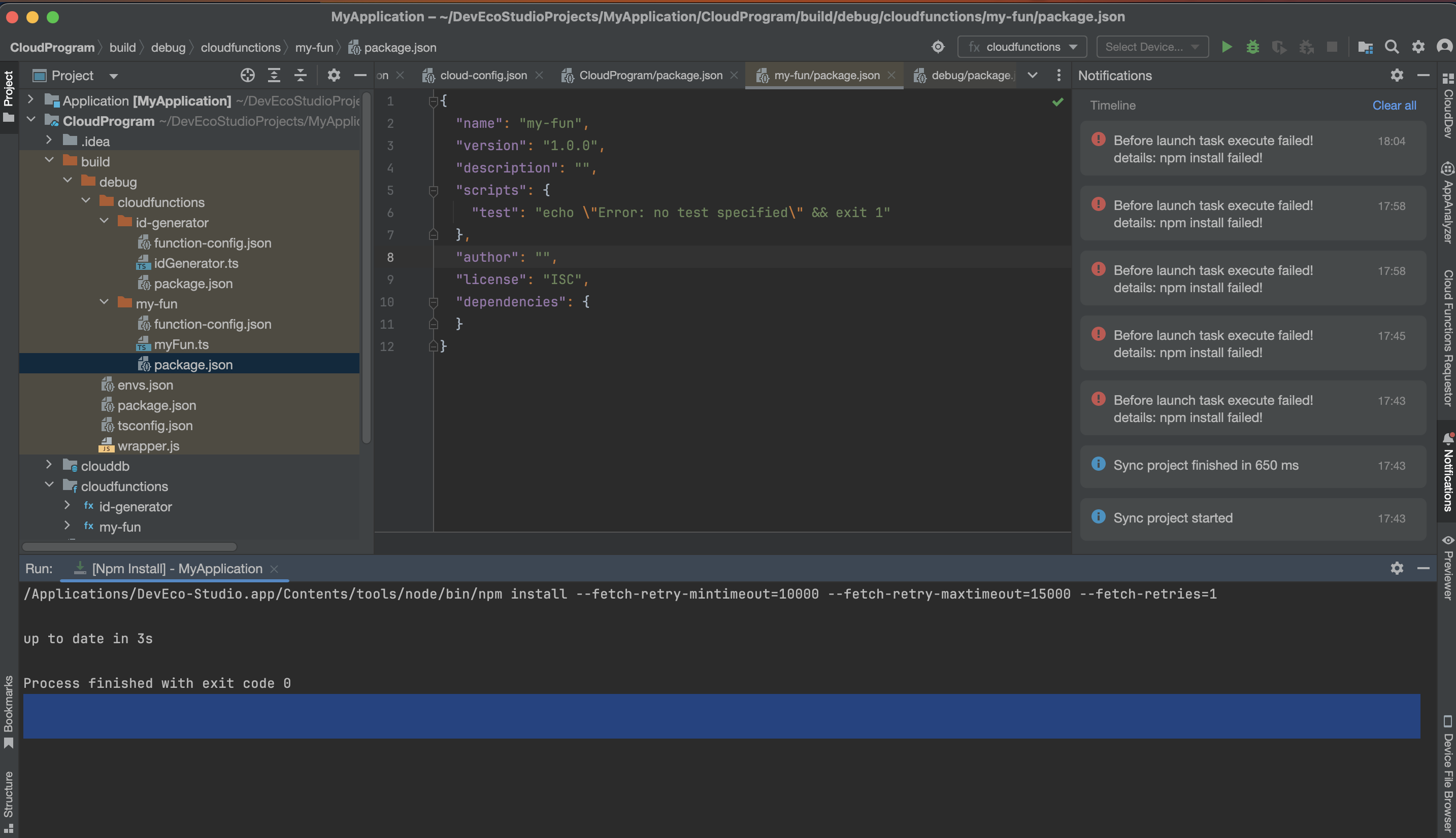 按官方文档流程走来下，云函数Debug报错-华为开发者问答 | 华为开发者联盟