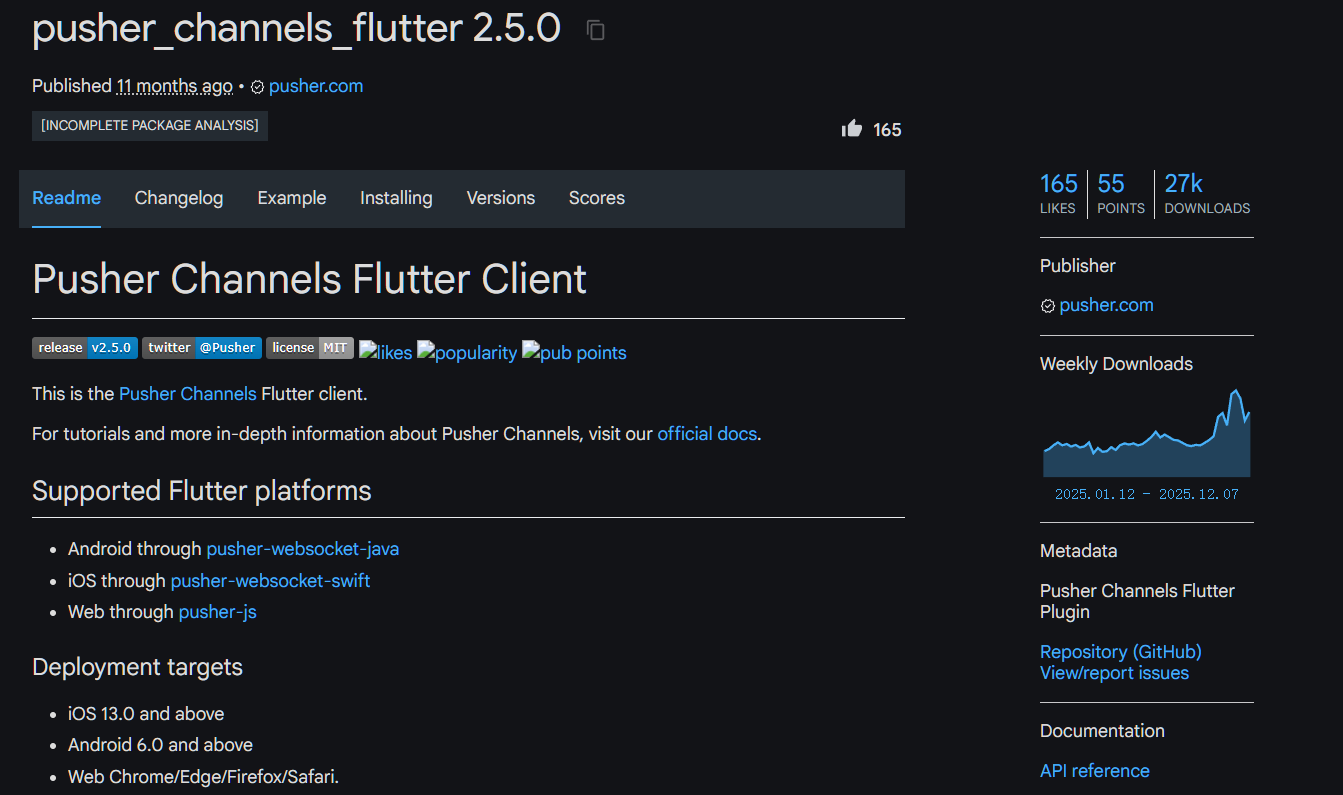 需求: pusher_channels_flutter插件鸿蒙版适配-华为开发者问答 | 华为开发者联盟